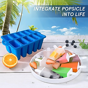 Midnadiy Silicone Popsicle Molds with Sticks, Easy Release Popsicle Maker Mold Set, BPA Free Ice Pop Mold, 10-Cavity Homemade Ice Cream Mold for Kids, Toddlers, Adults