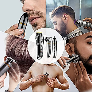 Hatteker Hair Clipper Cordless Hair Trimmer Barber Clipper T-Blade Trimmer Beard Trimmer Nose Trimmer Hair Cutting Grooming Kit Professional IPX7 Waterproof