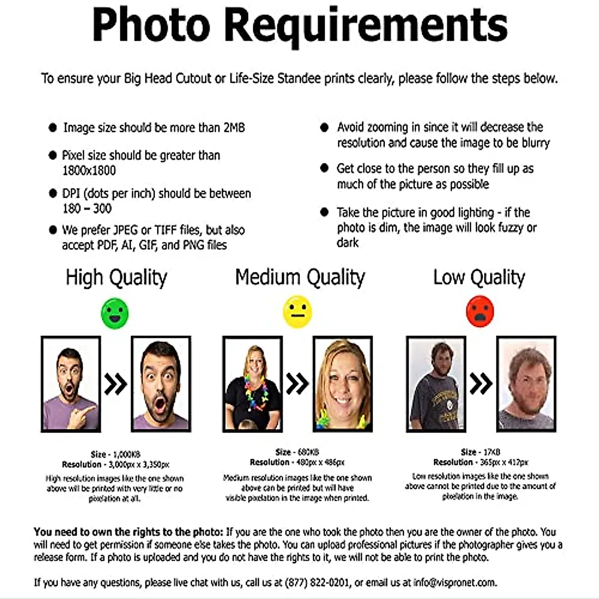 Vispronet Custom Cardboard Cutout – Choose from 1.5ft to 6ft Tall – Corrugated Plastic Material – High Resolution Life-Size Standup Cutout for Parties, Offices, Weddings, and Events