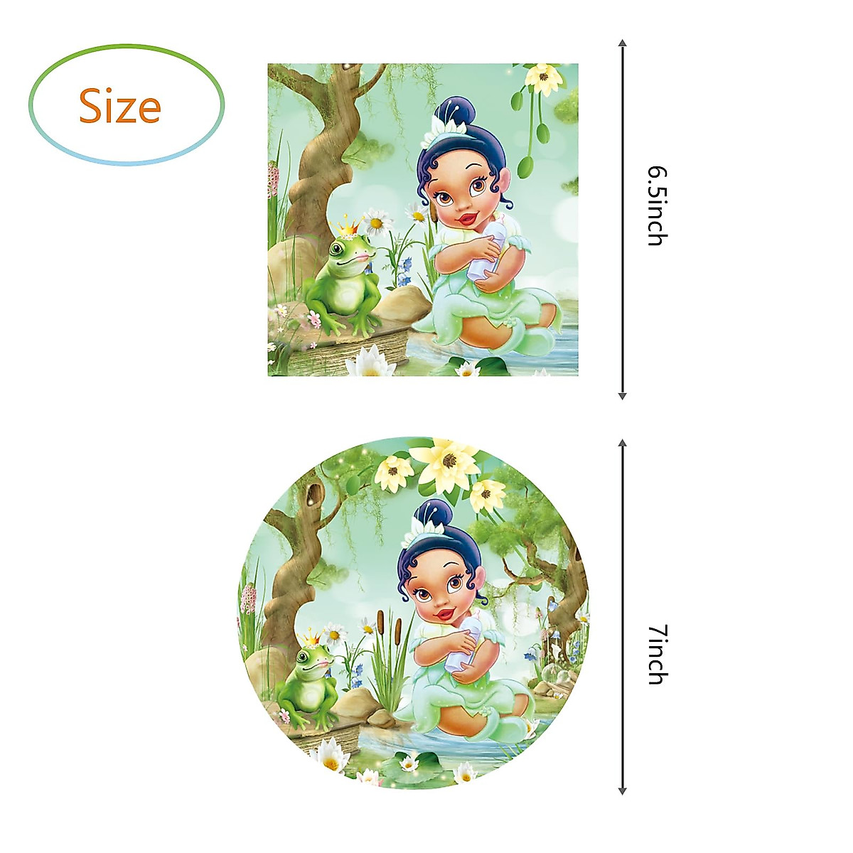 Fenghu Tiana Birthday Party Supplies, Include 20 Plates and 20 Napkins, for Princess Tiana Birthday Baby Shower Party Decorations