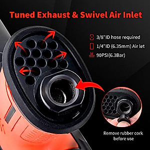 MANUSAGE Air Impact Wrench 1/2 inch with Twin Hammers, Pneumatic Heavy Duty Tools, 1200 ft-lbs Powerful Torque Output,7000RPM, Forward/Reverse, Speed Control, RP9510, Black, Red