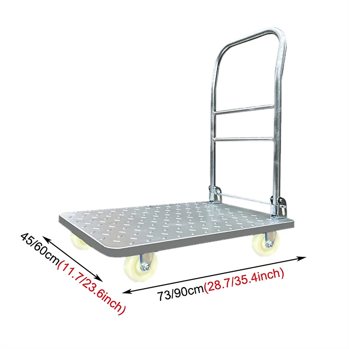 Generic Push carts on Wheels Heavy Duty, Hand Truck Foldable with castors, Multifunction Folding cart Made of Steel, Stable and Ergonomic (Color : B, Size : 90 * 60cm)