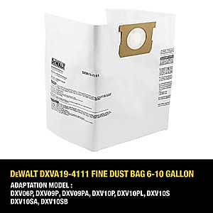 DEWALT DXVA19-4111 Fine Dust Bag Fits for 6-10 Gallon DEWALT Wet/Dry Vacuum