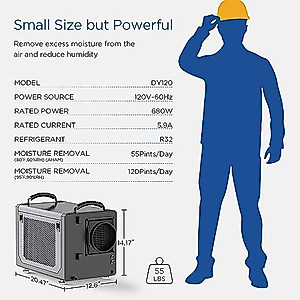 120 Pints Commercial Dehumidifiers for Basement,Crawl Space Dehumidifier with Drain Hose, Industrial Dehumidifier for Large space,Optional Remote Control,Whole House,Auto Defrose