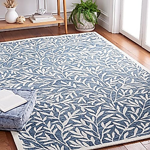 SAFAVIEH Jardin Collection Accent Rug - 3' x 5', Blue & Ivory, Handmade Wool, Ideal for High Traffic Areas in Entryway, Living Room, Bedroom (JAR753M)