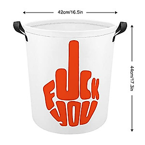 Fuck You Middle Finger Laundry Hamper Freestanding Round with Handles Collapsible Clothes Basket for Living room clothes and toy Storage