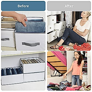 4 Pack Drawer Closet Organizers storage for Clothing,Underwear Drawer Organizer Clothes,Clothes Organizer for Folded Clothes,PP Plate PVC Nylon Foldable Wardrobe Clothes Organizer for Jeans(8Grids)