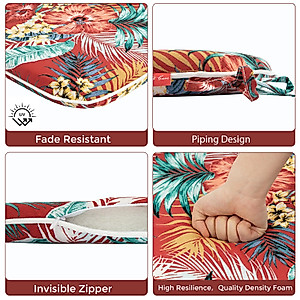 IN4 Care Indoor/Outdoor Chair Cushions 17"X16"X2" with Ties for Dining Chairs Set of 2, Waterproof U-Shaped Chair Pads, Foam Seat Cushions for Patio Kitchen Garden Office-Chili Red Floral
