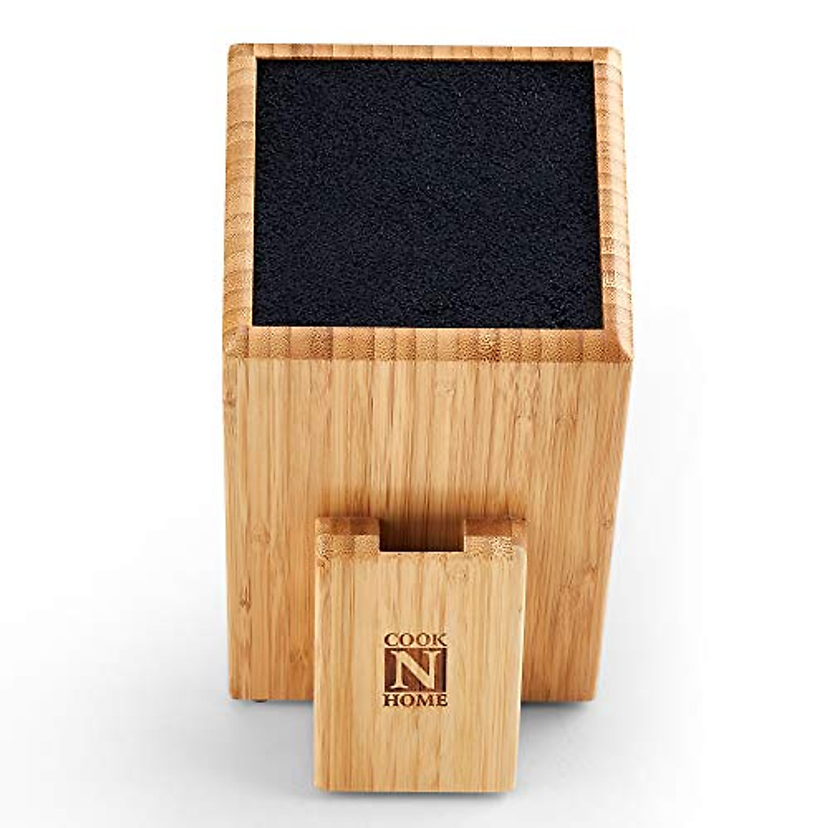 Cook N Home Bamboo Knife Storage Block without Knives, 5.5x5.5x10-inch Universal Knife Holder Organizer Countertop Butcher Block Knife Stand