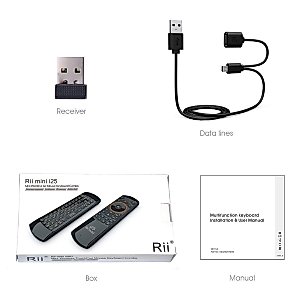 Rii Mini K25 Multifunction Portable 3 in 1 2.4GHz Wireless Fly Mouse Keyboard and Remote Control with Rechargeable Li-ion Battery for PC, Laptops, Linux, Android Tv Boxs, Windows, Windows, IPTV