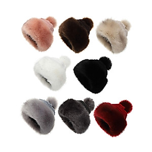 Soul Young Women's Faux Fur Hat Black Russian Cossack Knit Pompom Ski Snow Cap for Winter White(One Size,Black)
