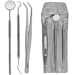 NYGEARZ Dental Examination Basic Instrument Kit Dental Mouth Mirror Tweezers Explorer | Stainless Steel College Teeth Cleaning Tools Plier Lucas Kit
