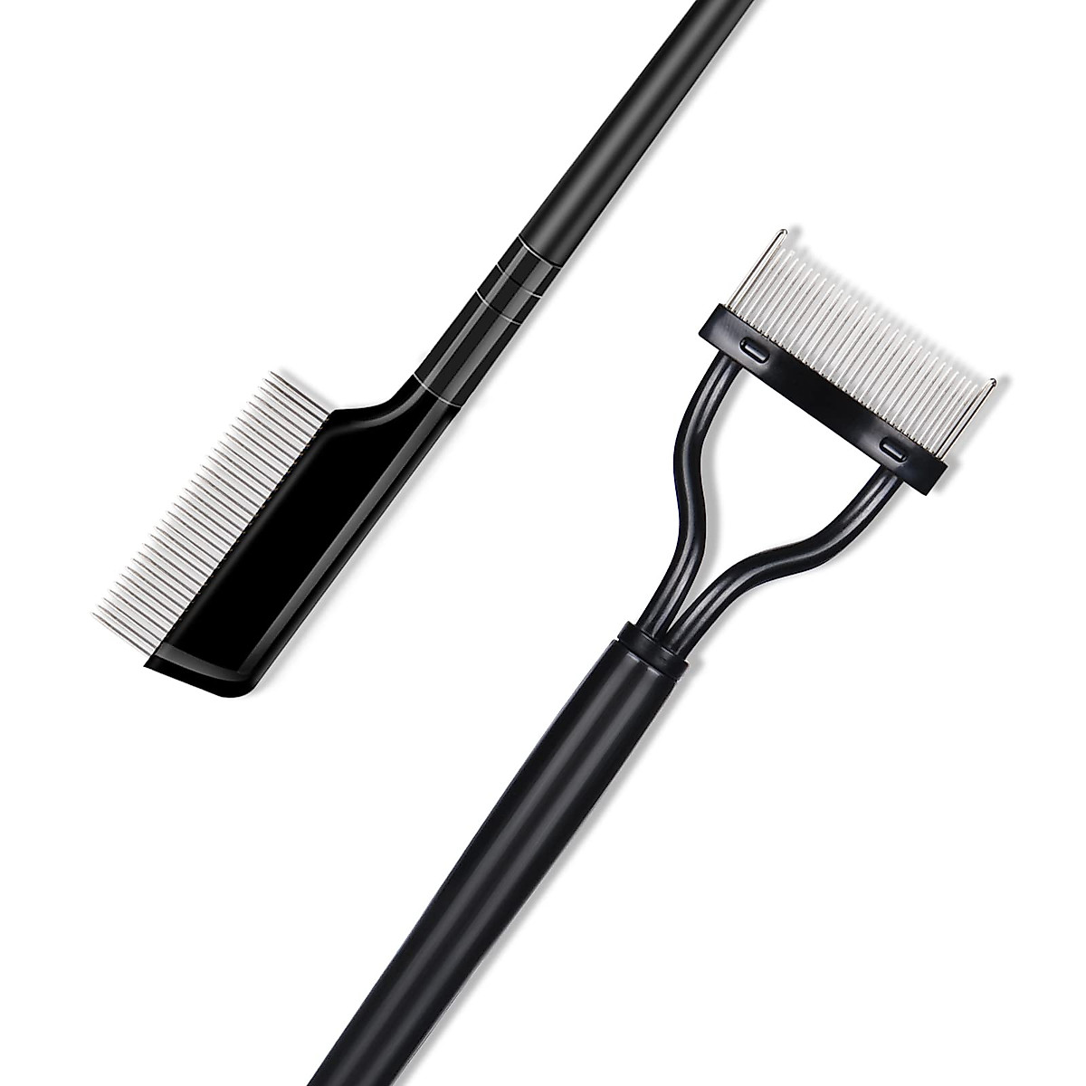 Eyelash Comb Lash Brush Separator 2Pcs, Dust2oasis Eyelashes Separator Curler Makeup Mascara Applicator, Eyelash Grooming Brushes Metal Teeth, Eye Makeup Brush Tools with Comb Cover dark black