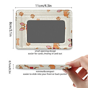 Linomo Thin leather Card Holder and Money Clip Corgi Dog Paws Print Wallet RFID Blocking for Men & Women
