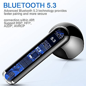 Wireless Earbud Bluetooth 5.3 Headphones, 4 Mic Call Noise Cancelling Wireless Ear Bud with LED Display, 25H Playtime Wireless Earphones, Waterproof Sport Headphones in Ear Buds for Android iOS
