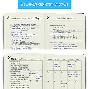 Goal Crazy Undated Planner - 90 Day Guided Journal, 2023 2024 Weekly Organization, Productivity Habit Tracker, Inspirational, Life Setting, Rose Gold, Pink Leather, Almond Pages