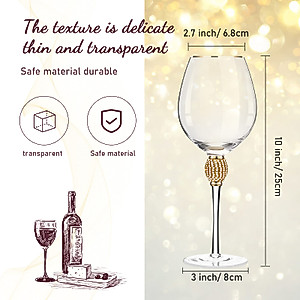 Patelai 2 Pieces Rhinestone Red Wine Valentine's Day Glass with Rim Tulip Shaped Diamond Wine Glasses Long Stem Glassware for Wedding, Parties, Anniversary