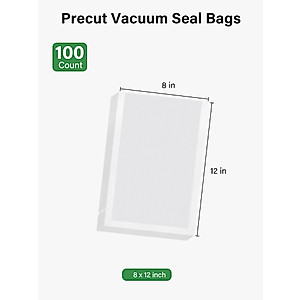 Kootek Vacuum Sealer Bags for Food, 100 Quart 8" x 12" Vacuum Seal Bags, Commercial Grade, BPA Free, Pre Cut Freezer Bags for Food Storage, Meal Prep or Sous Vide