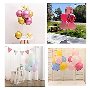 2 Sets of Balloon Stand Kits 28'' balloon arch kit with base, Reusable Clear Balloon Column Stand kit for Table, Including Glue, Tie Tool, Flower Clips, for Home Outdoors Birthday Wedding Party Decorations (2 set)