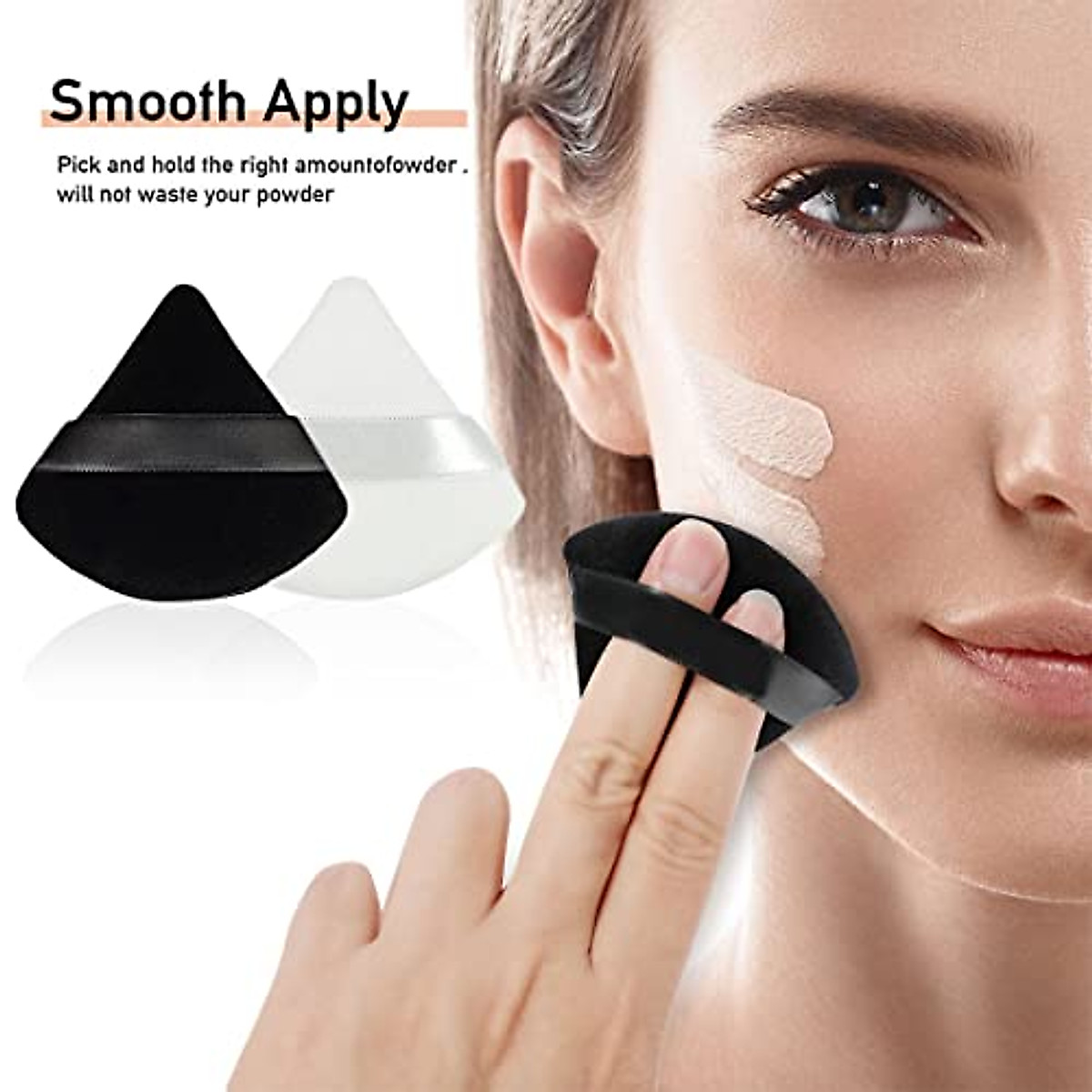 12 Pieces Triangle Powder Puff Soft Makeup Puff for Face Loose Powder Cosmetic Foundation Sponge Wet Dry Makeup Tool Black/White