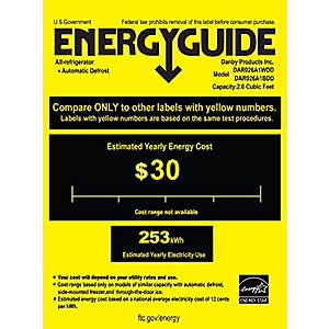 Danby Designer 2.6 Cubic Feet Compact Refrigerator (DAR026A1BDD-3), Black