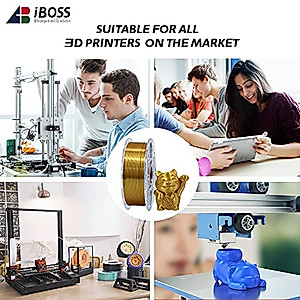 iBOSS PLA Plus (PLA+) 3D Printer Filament 1.75mm,1kg Spool (2.2lbs) Silk Shiny Filament 3D Printing Filament,Dimensional Accuracy +/- 0.02mm,PLA Pro 3D Filament,Fit Most FDM Printer(Slik Gold)