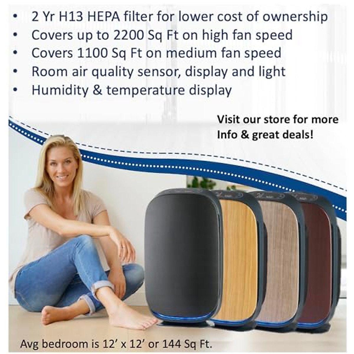 Purafide XP360 Veteran Owned Air Purifier covers 2200 Sq Ft. with 2-Year H13 HEPA, 6-stage filtration capturing Smoke, Odor, Pet Dander, Dust in Home, Bedroom, Living Room & Offices - White