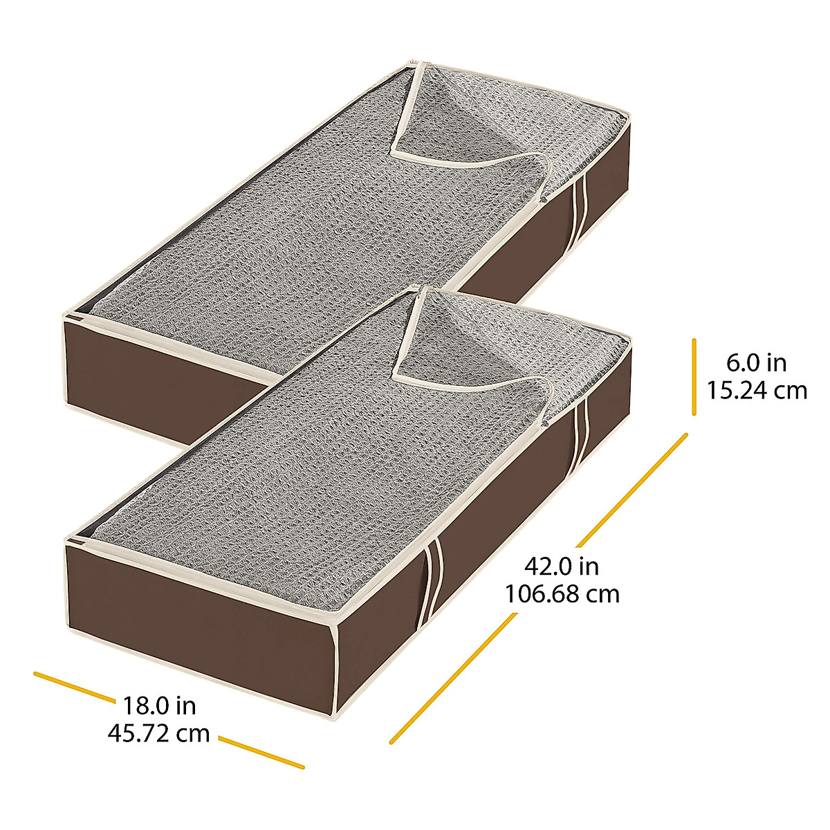 Whitmor Zippered Underbed Bags Java Set of 2 Pieces