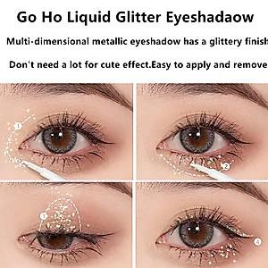 Go Ho White Metallic Glitter Eyeshadow Liquid,Shimmer Eye Shadow Bling,Glitter Eyeliner Sparkle Eye Glitter Stick,Loose Glitter Glue Korean Makeup for Women,03# Pearl White