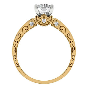 1.06 Ct Brilliant Round Cut Clear Simulated Diamond 14K Yellow White Gold Solitaire Engagement Promise Bridal Ring Size 8