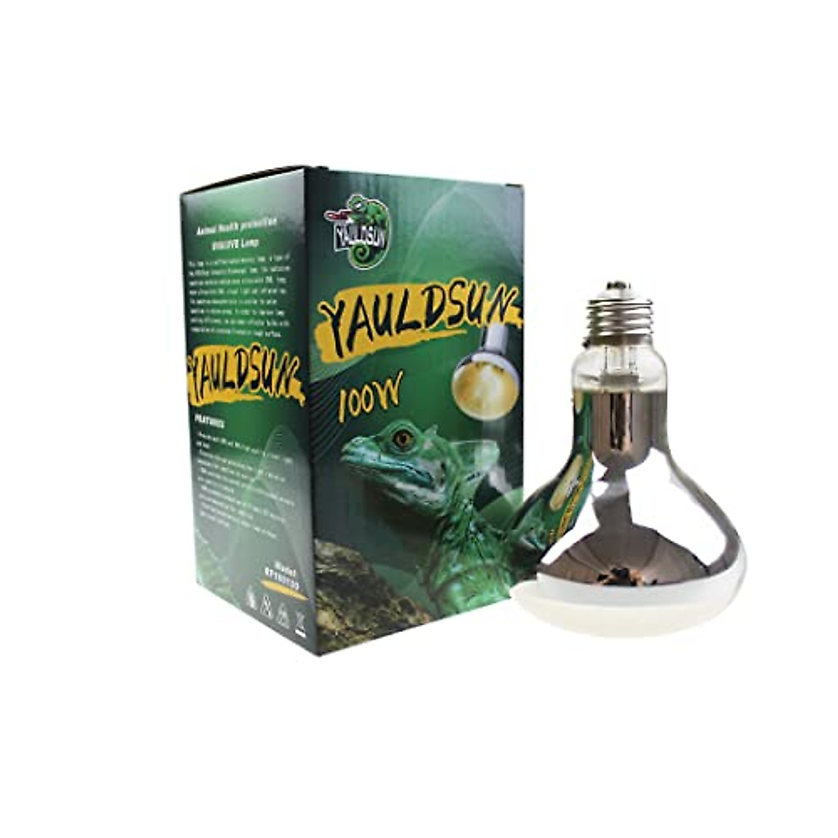 YauldSun 100W UVB UVA Reptile Basking Heat Light Bulbs Self-Ballasted UV Sun Lamp for Bearded Dragon Lizard Tortoise Turtle Amphibian 1 Pack