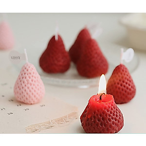 Strawberry Shaped Scented Candle,4PACK 75G Fruit Aroma Soy Wax Decorative Candle for Table Photo Prop Birthday Gift,Prefect for Meditation Stress Relief Mood Boosting Bath Yoga (Red)
