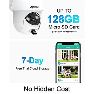 ANRAN Security Camera Wireless Outdoor, 2K Solar Outdoor Camera with 360° View, Smart Siren, Spotlights, Color Night Vision, PIR Human Detection, Pan Tilt Control, 2-Way Talk, IP65, Q1 White