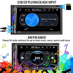 Double Din Car Stereo Receiver: 7 Inch HD Touchscreen Car Audio with Bluetooth – LCD Capacitive Monitor | Mirrorlink | Live Rearview Camera | USB/SD/AUX Input | AM/FM Car Radio | Subwoofer