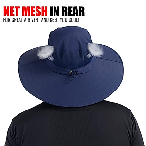 USHAKE Foldable Super Wide Brim Fishing Hat Bucket Safari Hat, UPF 50+ Sun Hat