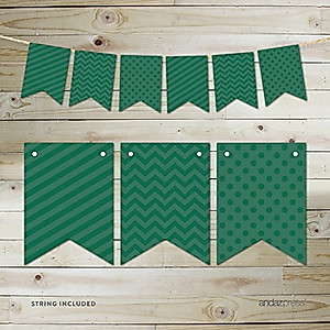 Andaz Press Hanging Bunting Banner Party Decor with String, Emerald Forest Green, 9-feet, 1-Set