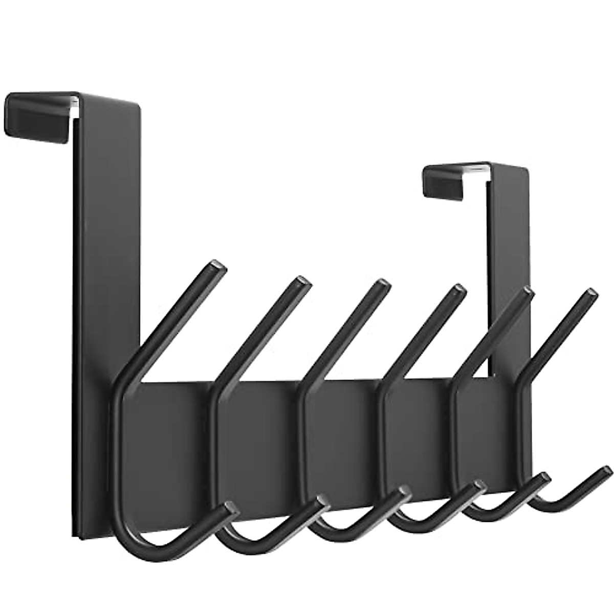 Dseap Over The Door Hook Hanger - 6 Hooks Over Door Coat Rack for Hanging Clothes Hat Towel, Black