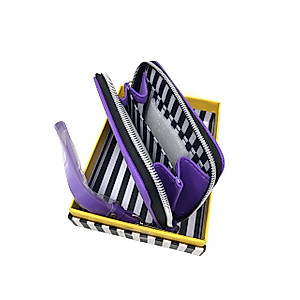 Marc Tetro French Bichon Puppy Dog Lover Purple Zipper Small Wallet Wristlet with Gift Box | 5x4x1 inches