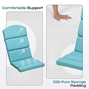 BPS Patio Chair Cushion for Adirondack, High-Back Patio Cushion 52''x20''x2.5'' Olifen Fabric Slipcover, for Indoor Outdoor Furniture, Adirondack, with Ties - Set of 2