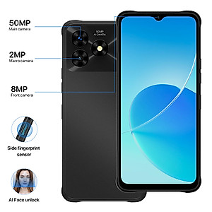 UMIDIGI G5 Mecha Rugged Smartphone Unlocked,Unisoc T606 8+8GB + 128GB 6.6" FHD Android 13 Cell Phone, IP68 Waterproof IP69K Rugged Phone, 50MP+2MP+8MP Camera, 6000mAh Battery Fast Charging,Black