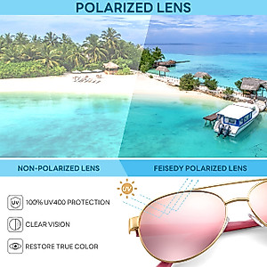 FEISEDY Classic Aviator Sunglasses for Women Pilot Polarized Sunglasses Men UV400 Protection for Driving Fishing Golf B4109