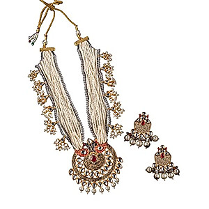 OZANOO Kundan Necklaces Set For Women And Girls, Kundan Necklace Set Jaipuri Jewellery/Indian Traditional Jewellery Set For Women And Girls, Necklaces