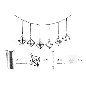 libproqia Small Air Plants Holders Black Hanging Airplants Hangers Iron Wire Airferns Display Frame Geometric Tillandsia Air Planter with Chains for Wall Mounted Himmeli Decor 6pcs(No Plants)