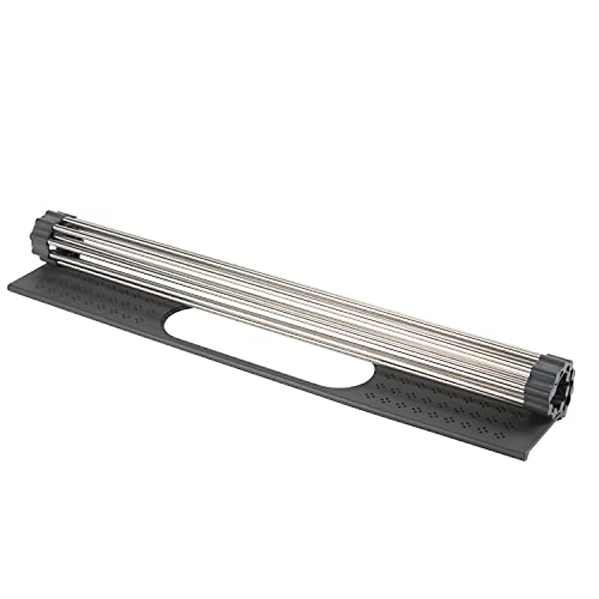 Kitchen Details Over The Sink Drying Rack with Utensil Holder | Roll Up for Storage | Stainless Steel | Drain Tray | BPA Free | Food Safe | Space Saving | Grey