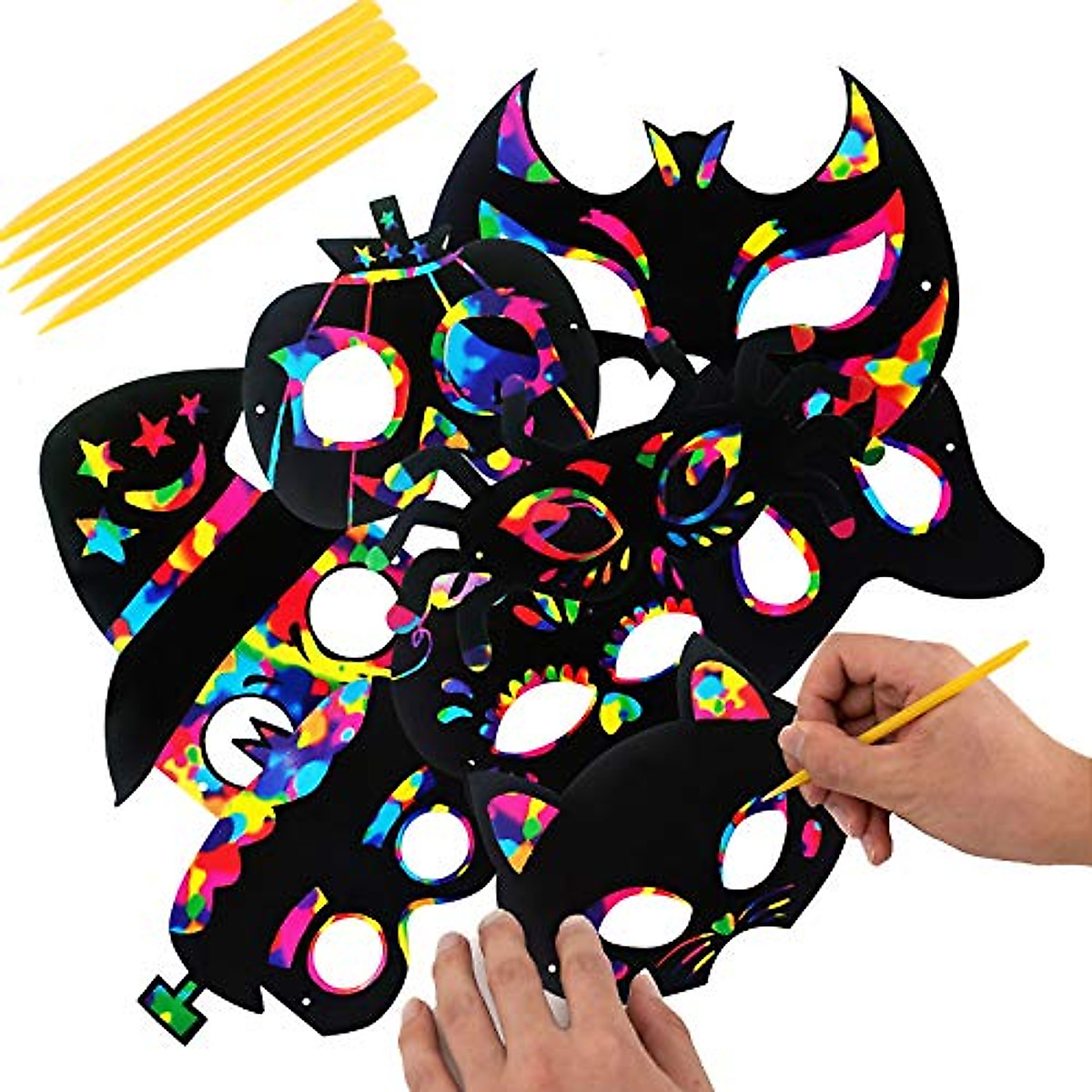Funnlot Kids Halloween Crafts Ages 4-8 Scratch Halloween Arts and Crafts for Kids Halloween Craft Kit Halloween Activities for Kids Halloween Classroom Decorations