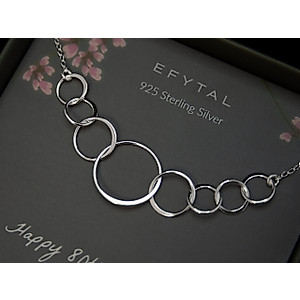 EFYTAL 80th Birthday Gifts for Women, Sterling Silver Eight Circle Necklace for Her, 80 Year Old Birthday Gifts for Women, 80th Birthday Decorations for Women, 80th Party, 80th Presents