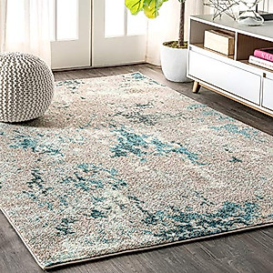 JONATHAN Y CTP103A-8 Contemporary POP Modern Abstract Vintage Faded Indoor Area-Rug Bohemian Easy-Cleaning High Traffic Bedroom Kitchen Living Room Non Shedding, 8 X 10, Gray/Blue