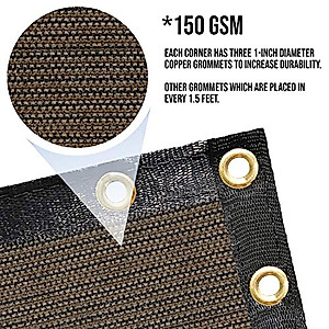 E&K Sunrise 6' x 50' Brown Fence Privacy Screen, Commercial Outdoor Backyard Shade Windscreen Mesh Fabric 3 Years Warranty (Customized Set of 1