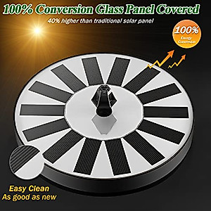 ZOLOCHEL Solar Fountain Pump Upgraded 100% Glass Covered, Outdoor Solar Powered Bird Bath Water Fountains with 8 Nozzles & 4 Fixers for Garden, Pond, Pool, Fish Tank Decoration - No Battery Needed