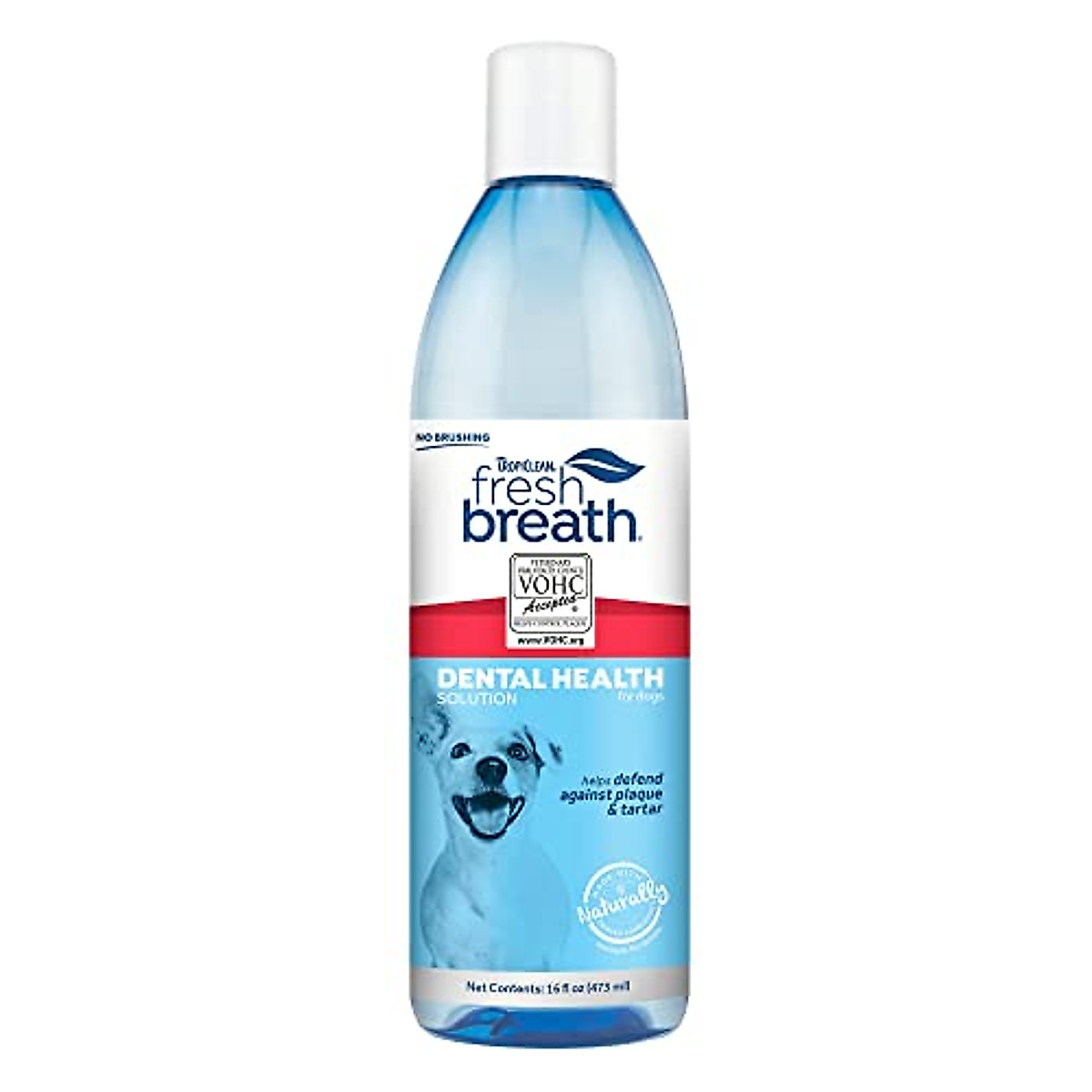 TropiClean Fresh Breath Certified Wellness Collection Dental Health Solution | Prevents Plaque & Tartar | VOHC Accepted | Freshens Bad Dog Breath | 16 oz